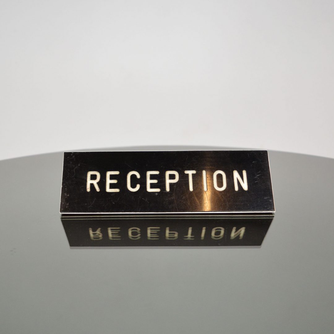 Vintage Wooden Reception Desk Sign -Rent Only- MODERNON - A Retrosexual ...