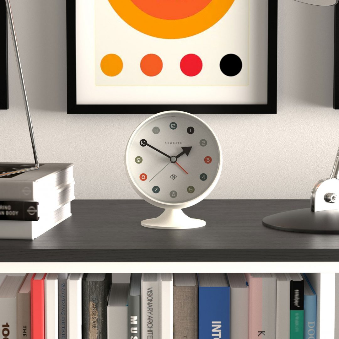 Mid-Century Desk Alarm Clock | Matt Pebble White - MODERNON - A ...