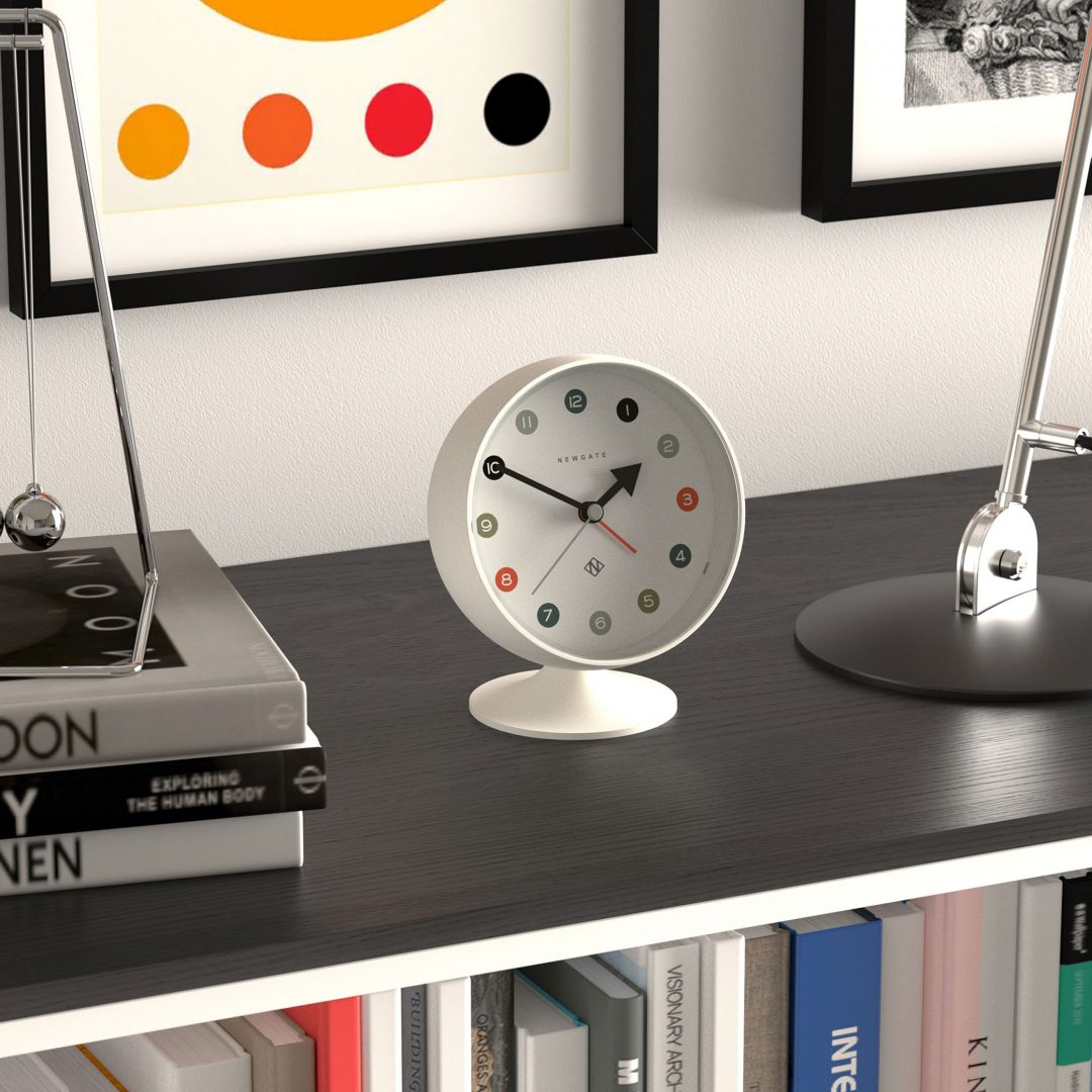 Mid-Century Desk Alarm Clock | Matt Pebble White - MODERNON - A ...
